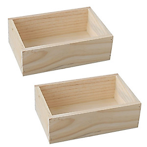 LONG TAO 2 Pcs 7.5" × 5" × 2.4" Natural Wooden Succulent Planter Plant Container Box Window Boxes Rectangular Flower Pot Storage Box for Indoor Outdoor Home Venue Decor