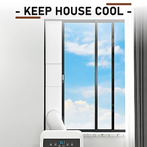 BJADE'S Window Seal Kit for Portable Air Conditioner of Exhaust Hose 5.1 Inch Diameter with Insulating Sealing Tape,Adjustable Portable AC Window Vent Kit for Sliding Glass Windows.