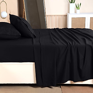 Utopia Bedding Twin Bed Sheets Set - 3 Piece Bedding - Brushed Microfiber - Shrinkage and Fade Resistant - Easy Care (Twin, Black)