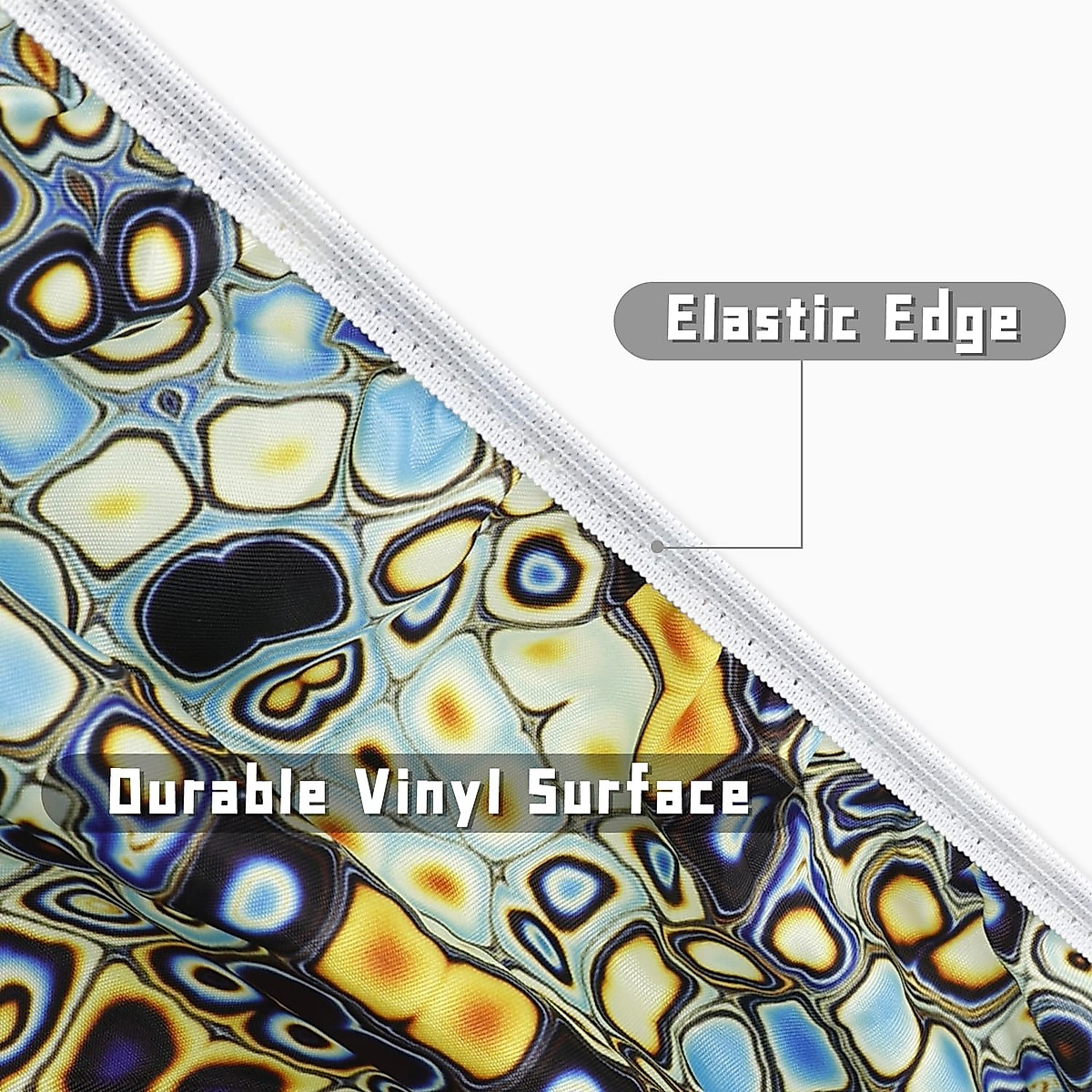 Round Fitted Tablecloth with Elastic Round Outdoor Tablecloths Fitted Table Covers for Round Tables Waterproof Reusable Vinyl Table Cloth for Indoor and Outdoor (Teal, S-(36''-44''))