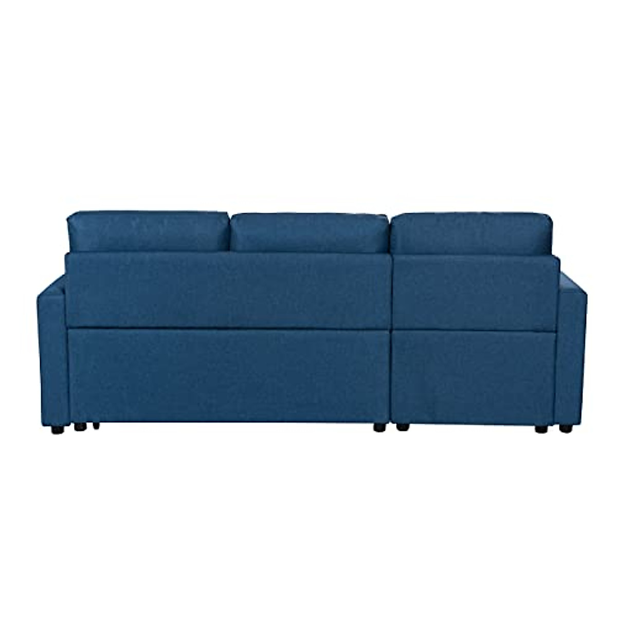 OMGO 82'' L-Shape Convertible Sleeper Sectional Sofa with Storage Chaise and Pull-Out Bed, Linen Upholstered Reversible Corner 3 Person Couch, for Living Room, Apartment, 82, Blue