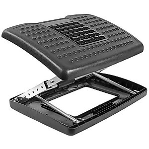 Mount-It! Adjustable Footrest with Massaging Bead | Adjustable Height and Tilt Office Foot Rest Stool for Under Desk Support | 5 Height Settings, 3 Tilt Settings | Black