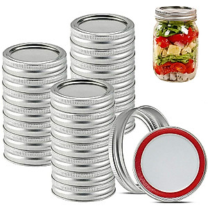 OTTOPT Canning Lids and Rings Regular Mouth -Mason Jar Lids Regular Mouth with Silicone Seals Rings for Ball or Kerr Jars, Rust-Proof Split-Type Leak Proof, Silver24 Count (Lids&Rings)