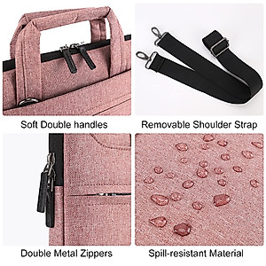 DOMISO 11.6-13 inch Laptop Bag Business Briefcase Water-resistant Notebook Messenger Shoulder Bag for 13" MacBook Pro/12.9" iPad Pro/13 MacBook Air Retina/12.3" Microsoft Surface Pro Pro 4 6,Pink