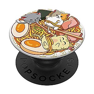 Ramen cute kawaii cat japanese PopSockets PopGrip: Swappable Grip for Phones & Tablets