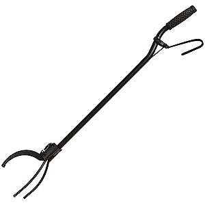 Redneck Convent Heavy-Duty Log Grabber Fire Tongs Poker Tool with Spring Handle and 3 Prong, 36in – Place Wood on Campfire Fireplace