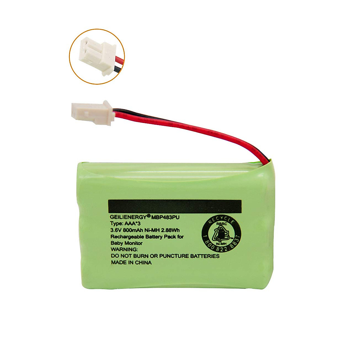 GEILIENERGY BT188645/BT288645 3.6V 900mAh Ni-MH Battery Pack, Also Compatible with VTech BT207695 VM312 VM3251 VM3252 VM3261 Digital Video Baby Monitor(1 Pack)