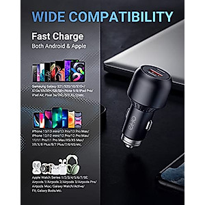USB C Car Charger for Samsung Galaxy S22/S22 Ultra/S22+, EHO 95W PD3.0 PPS 45W 25W Super Fast Charging Dual USB C Car Charger QC3.0 30W Cigarette Lighter Adapter for Laptops, Tablets, iPhone, MacBook