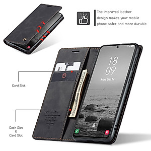 Kowauri Case for Samsung Galaxy S23,Classic Design Leather Wallet Magnetic Closure Flip Case with Kickstand Card Holder Slot Shockproof Protective Cover for Samsung Galaxy S23 5G (Black)