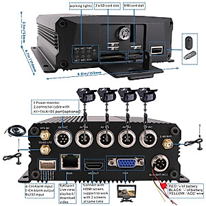 JOINLGO 4 Channel WiFi GPS 4G LTE Cellular 1080P Vehicle Bus CCTV DVR Video Recorder Kit Remote View on APP/Web 4 Side Front Rear View IP68 Backup Cameras for Truck RV Bus Van Fleet