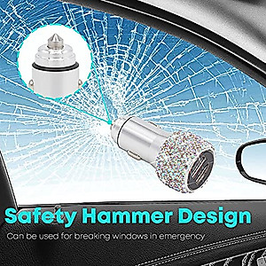 Bling Dual USB Car Charger Quick Charge 3.0 Crystal Fast Charging Cigarette Adapter Women Cute Car Accessories for iPhone Samsung Galaxy S10/S9/S8/S7/S7 Edge/S6/Edge+ Nexus 6P/5X,LG,Nexus(Multicolor)