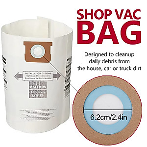 12 Pack 90661 Shop Vac Bags 5-8 Gallon Compatible with Shop Vac 5 to 8 Gallon Shop Vacuum, 9066100, by KEEPOW