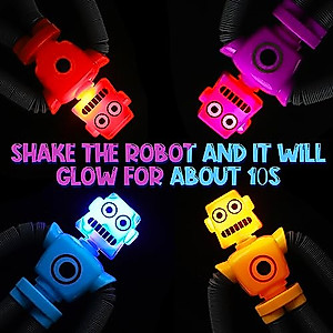 GOHEYI 4 Pack LED Pop Tubes Robot Toys, Telescopic Suction Cup Robot Toys, Robot Fidget Toys for Kids, Sensory Toys for Autistic Children, Gifts for Boys Girls