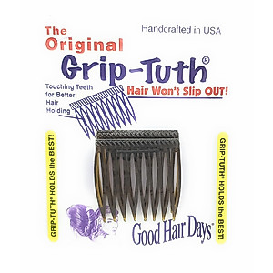 Good Hair Days Grip-Tuth Combs - Set Of 2 Hair Side Combs - Hair Combs For All Types Of Hair - Decorative & Hair Styling Women Accessories (Shell, 1 ½ ″ Wide)