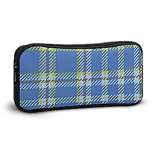 Blue Tartan Buffalo Plaid Pencil Case Pencil Pouch Coin Pouch Cosmetic Bag Office Stationery Organizer