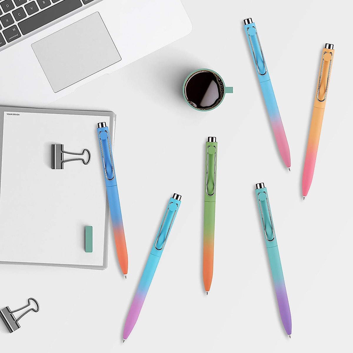 WY WENYUAN Gel Pens, 12 pcs Black Ink Pens Fine Point Smooth Writing Pens, Pastel Pens for Journaling Note Taking, Cute Office School Supplies Gifts for Women Men