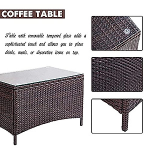 SAWQF Outdoor Furniture Set 4 Piece Rattan Sofa Seating Group with Cushions for Garden Patio Terrace 2 Colors (Color : E)