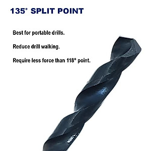 3/16-Inch x 6-Inch Aircraft Extension Black Oxide Drill Bit, Premium M2 High Speed Steel, Extra Length, for Metal, Plastic, Wood