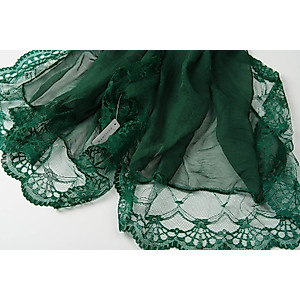 corciova Chiffon Extra Long Dark Emerald Green Sheer Head Silk Scarf Lightweight Evening Pashmina Shawl and Wrap for Women