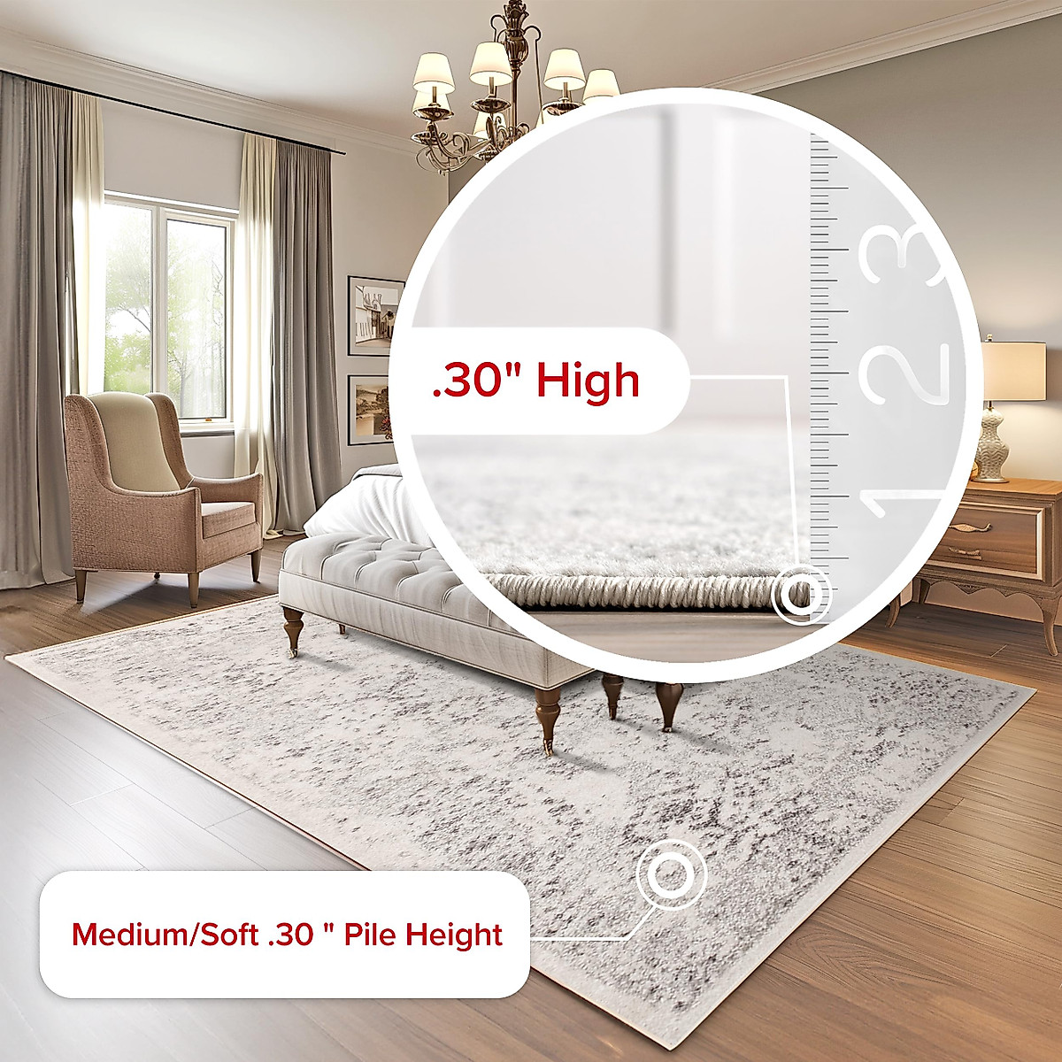 nuLOOM Odell Faded Vintage Area Rug, 4' Square, Ivory