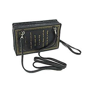 Black Vinyl Beauty and the Beast Book Handbag Novelty Clutch Purse Crossbody Bag