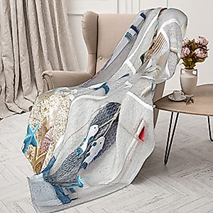 YRIGSUN Throw Blanket Sailboat Lighthouse Plush Blanket and Throws