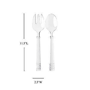 Juliska Isabella Acrylic Salad Servers, Acrylic Glass - Unbreakable, Clear Acrylic, Embossed Salad Serving Utensils