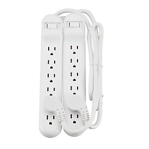 Power Strip 6 Outlet Surge Protector 2-Pack White with Power Cord by Onn