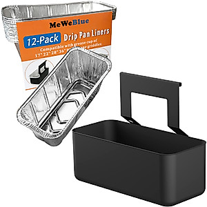 MeWeBlue Grease Catcher for Blackstone Griddle, Grease Cup with 12 Pack Blackstone Grease Cup Liners, Smooth Face for Easy Clean
