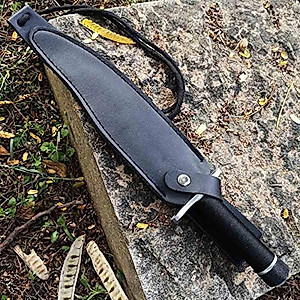 HOLYEDGE 13" Fixed Blade Knife with Half Serrated Edge and Compass Handle - Best Camping,Hunting,Fishing,Hiking Tactical Survival Knife