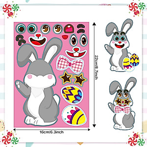 Aitsite 36pcs Easter Animal Stickers with Bunny, Chicken, Lamb Easter Egg Stickers, Kids DIY Easter Art and Craft Stickers for DIY Decorative Painting Stickers (36pcs Cute Rabbit)