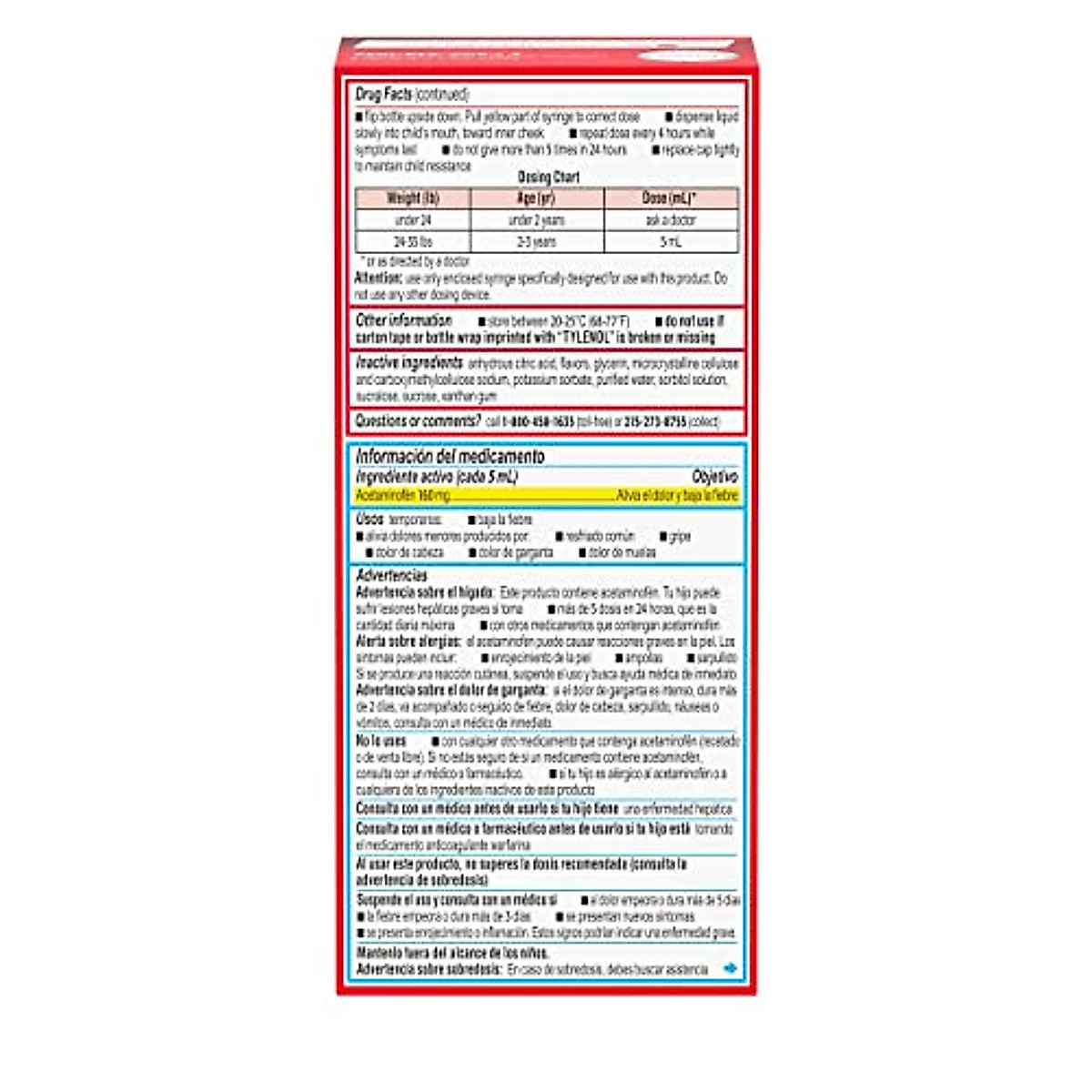 Tylenol Infants Acetaminophen Medicine, Pain & Fever Relief, Dye Free Cherry, 2 fl. oz