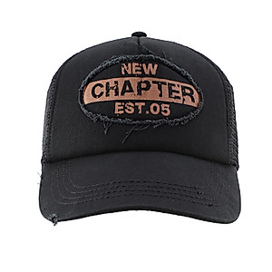 Home Prefer Men's Vintage Mesh Trucker Hat Outdoor Sport Summer Baseball Cap (Black New)