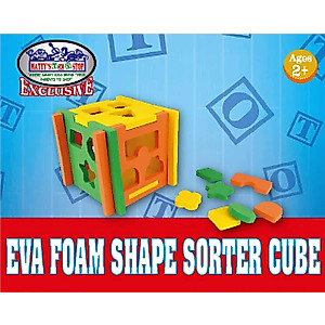 Matty's Toy Stop EVA Foam Soft Shape Sorter 5.5" Cube for Toddlers (Bright Colors)