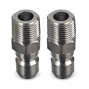 Pressure Washer Quick Connect Fittings by ESSENTIAL WASHER, Stainless Steel 3/8 Inch Male NPT Pressure Washer Plug - Set of 2, Works with Most Stainless Steel or Brass Pressure Washer Couplers