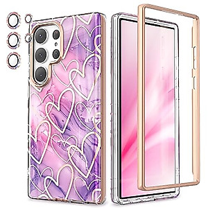 Chvelop Compatible with Samsung Galaxy S23 Ultra 5G Case, Slim Stylish Protective Case, 360 Degree Protection, [No Built-in Screen Protector] [Camera Lens Cover] Dropped 3000 Tests, Heart