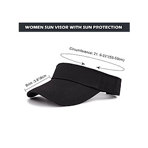 Komorebi Visors for Women Mens Sun Visors with UV Protection Sports Sun Visor Hats Tennis Golf Adjustable Sun Cap 01 Black One Size