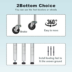 6-Tier Storage Shelf, Wire Shelving Unit NSF Certified Storage Rack 48" W x 18" D x 82" H 2100Lbs Capacity Adjustable Layer Heavy Duty Metal Rack Steel with Casters for Kitchen Garage Pantry Chrome