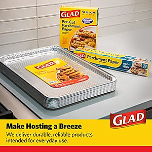 Glad Disposable Bakeware Aluminum Rectangular Cookie Sheets for Baking and Roasting, 12 Count | 16" x 11" x 0.25" - Textured Sheet for Easy Removal, Made from Recyclable Aluminum