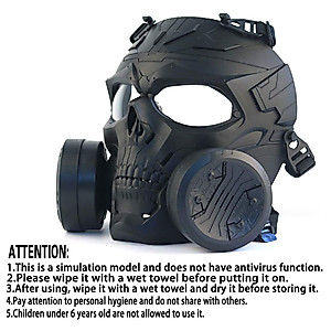 M10 Airsoft Protective Gas Mask Tactical, Full Face Eye Protection Skull Dummy Game Mask, Adjustable Strap for BB Gun Outdoor Sport CS Cosplay Shooting Movie Costume Paintball Halloween Masquerade