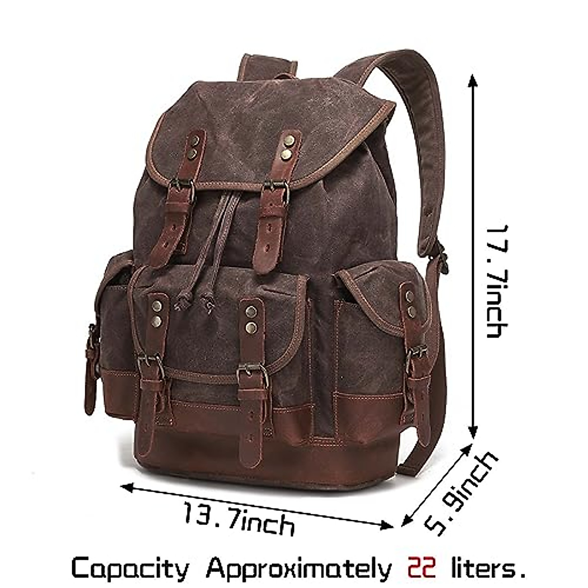 Jahomieo Vintage Canvas Leather Backpack for Men Casual Hiking Rucksack 15.6" Laptop Backpacks