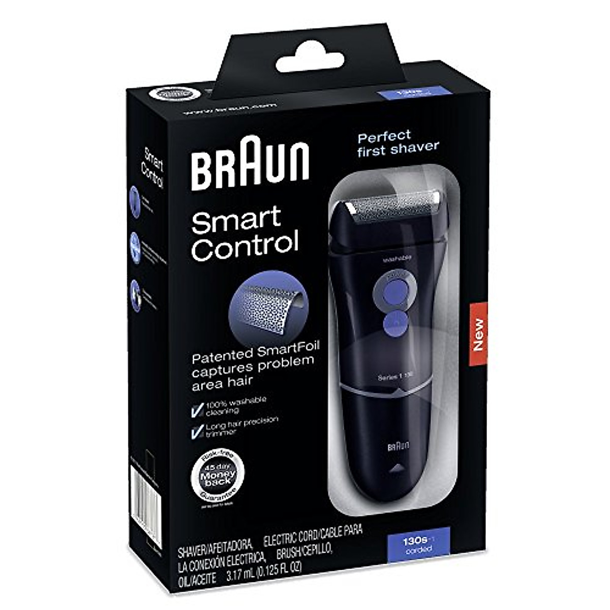 Braun Series 1 130s Men's Electric Foil Shaver Corded Electric Razor, Smart Control, Black