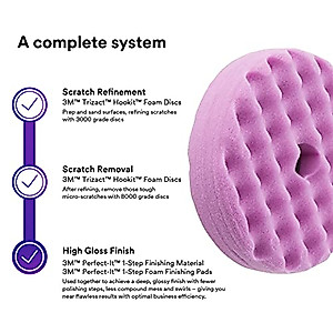 3M Perfect It 1 Step Foam Finishing Pad, 33034, Quick Connect, Surface Buffing, Collision Repair, High Gloss Polish, 6 in