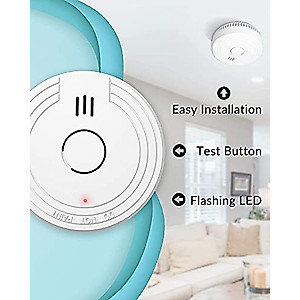 Ecoey Smoke Detector Fire Alarm with Photoelectric Technology, Fire Detector with Test Button and Low Battery Signal, Fire Alarm for Bedroom and Home, FJ136GB, 1 Pack Small