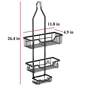 KLEVERISE Shower Caddy Over Shower Head Bathroom Hanging Shower Organizer, Shower Storage Rack Basket with Hooks for Razor and Sponge Rustproof