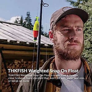 THKFISH Fishing Bobbers 5PCS EVA Foam Floats Red/Yellow Snap-On Spring Fishing Buoy Weighted Snag On Cigar Float for Crappie 3in