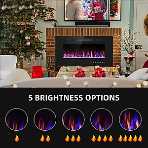 Zionheat 36 inches Electric Fireplace-Wall Fireplace for Living Room-Fireplace Heater Insert Wall Mounted with Remote Control,Timer,12 Flame Colors,750/150W
