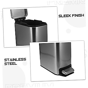 FELTECHELECTR Small Bathroom Trash Can Abs Foot Pedal Trash Can Garbage Can with Lid Stainless Steel Small Bathroom Trash Can with Lid