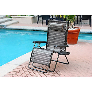 Oversized Zero Gravity Chair with Sunshade and Drink Tray - Black and Tan