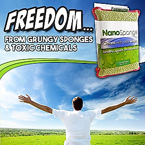 Nano Sponge Cleaning Sponges. Supersized Everyday Heavy Duty Household Kitchen and Dish Sponge. 2 Pack. 6 x 4
